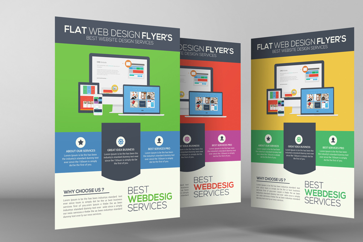 Flat Website Design Flyer, a Flyer Template by graphicforest