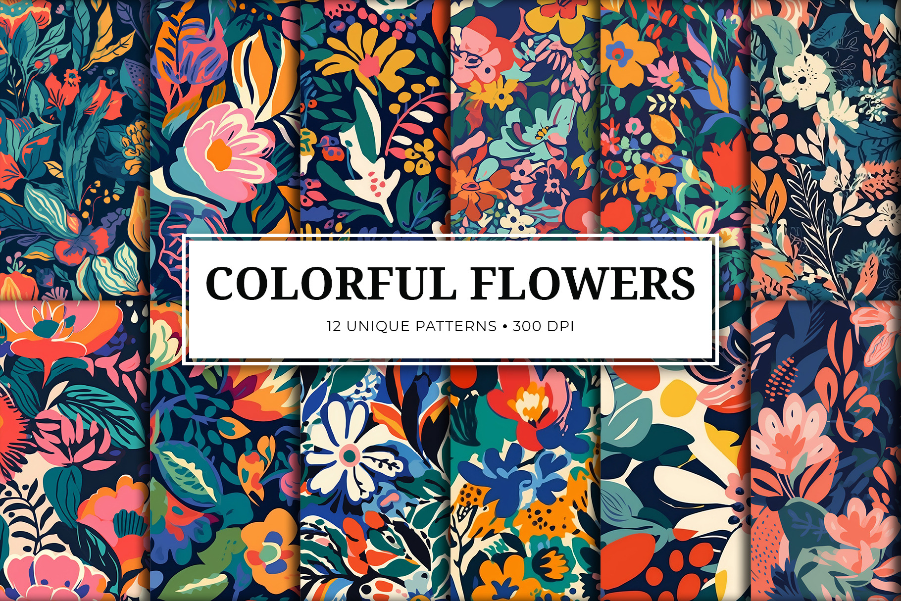 Colorful Painted Flower Patterns, a Pattern Graphic by RC graphics