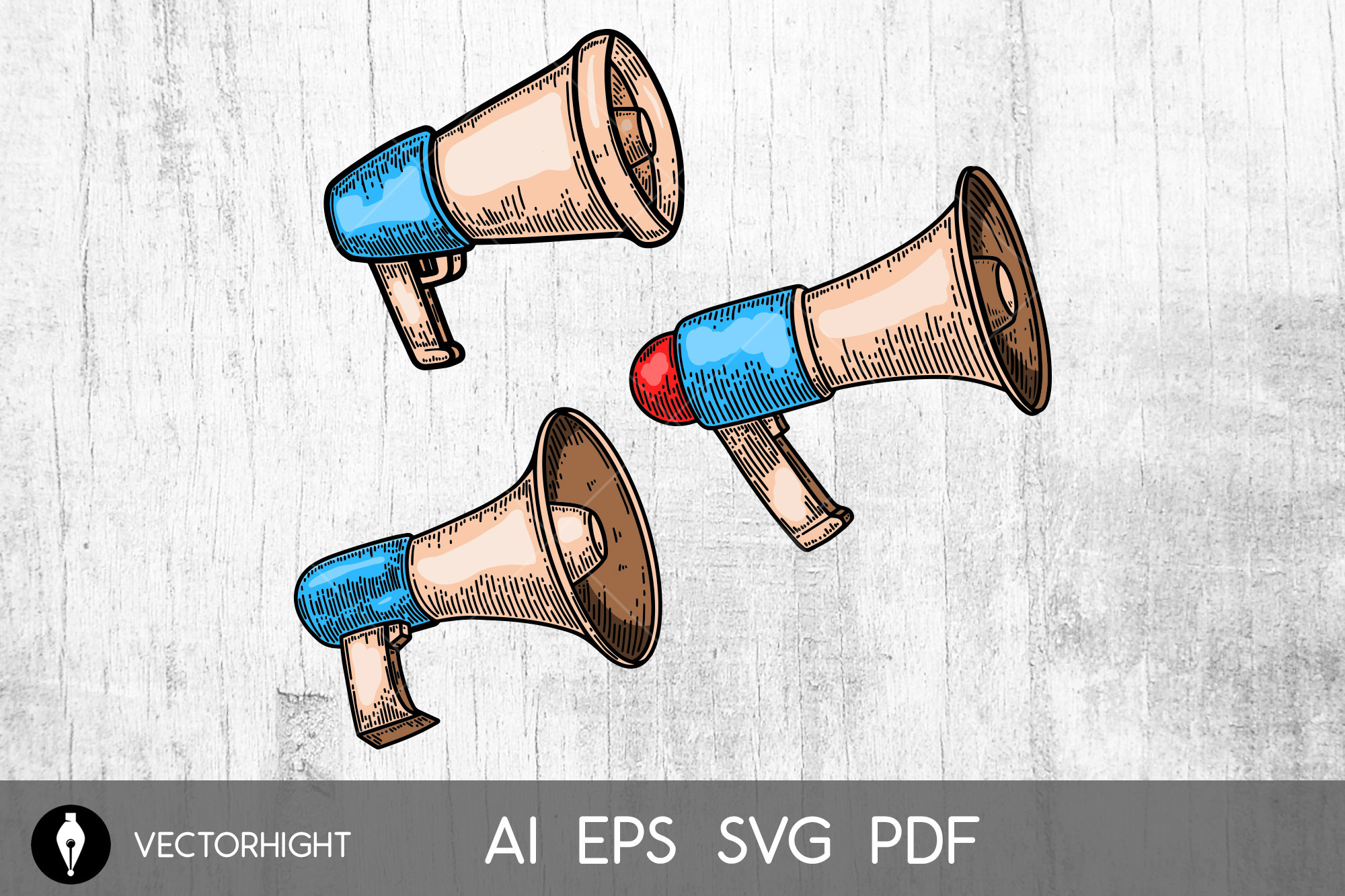 Set of megaphone illustrations., an Object Graphic by Vectorhight ...