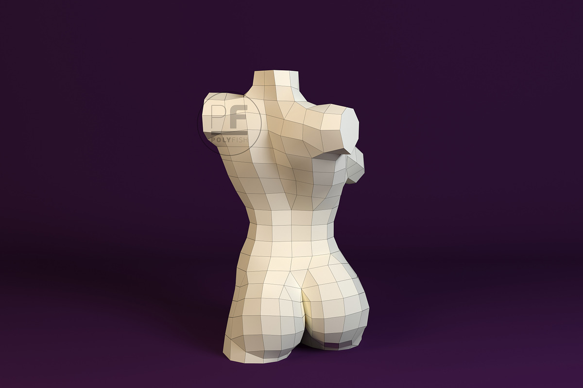 DIY Female torso 3D model template, a Templates & Theme by PolyFish
