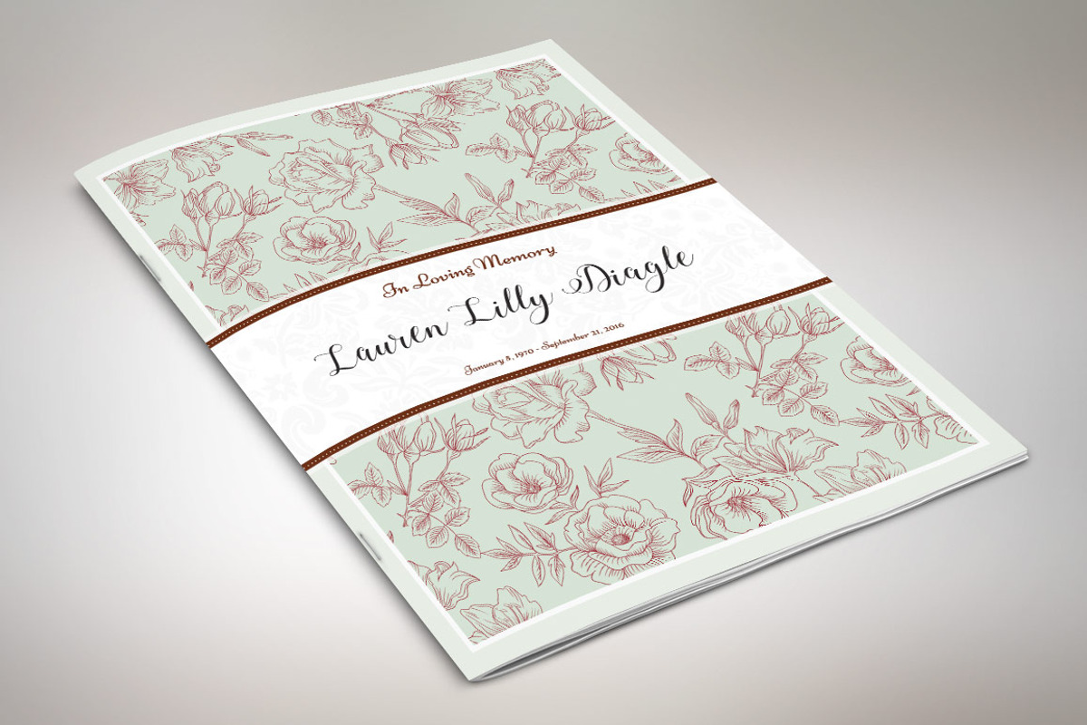 Vintage Rose Funeral Program, a Templates & Theme by Godserv Designs