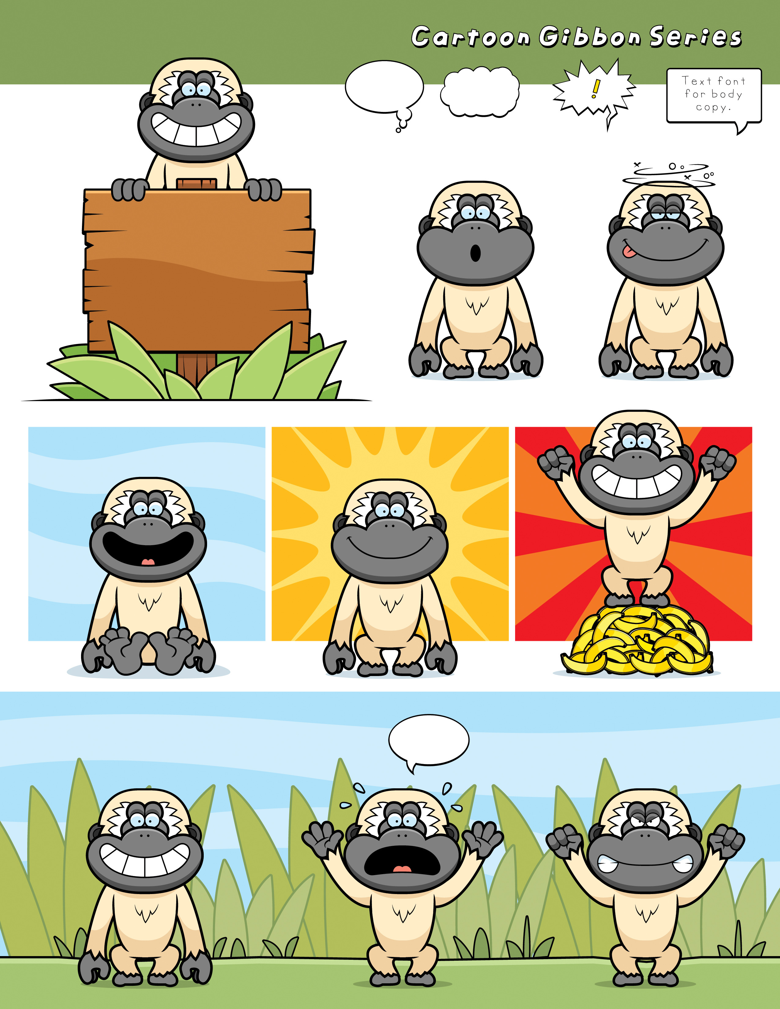 Cartoon Gibbon Series, a Graphic by cthoman