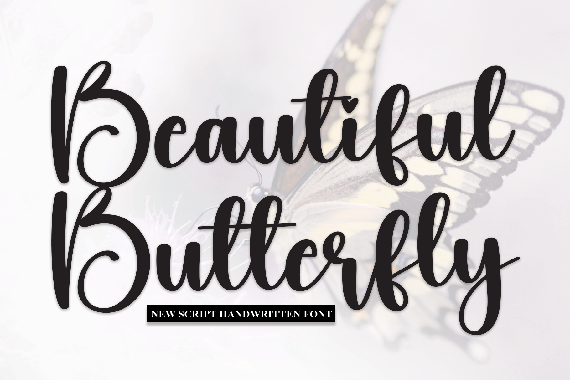 Beautiful Butterfly | Script Font, a Script Font by Scratchones