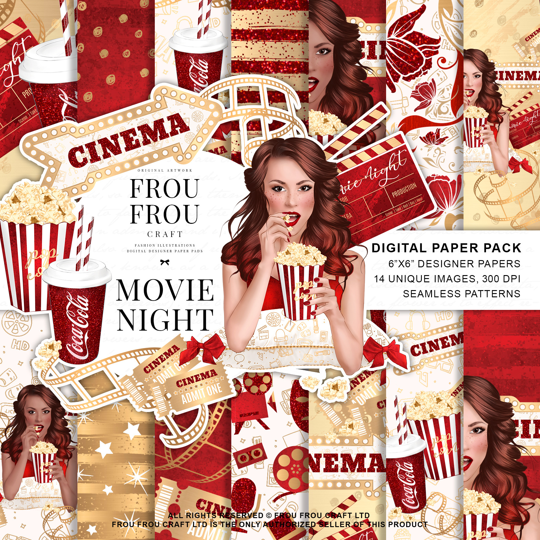 Movie Night Paper Pack, a Pattern Graphic by Frou Fou Craft