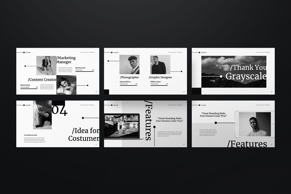 Grayscale Presentation Template, a Presentation Template by Portocraft ...