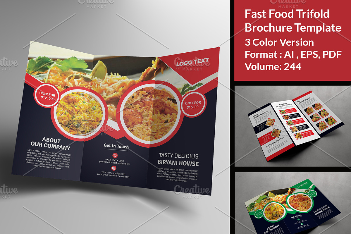 Biryani Food Trifold Templates Menu, a Brochure Template by MRI STUDIO