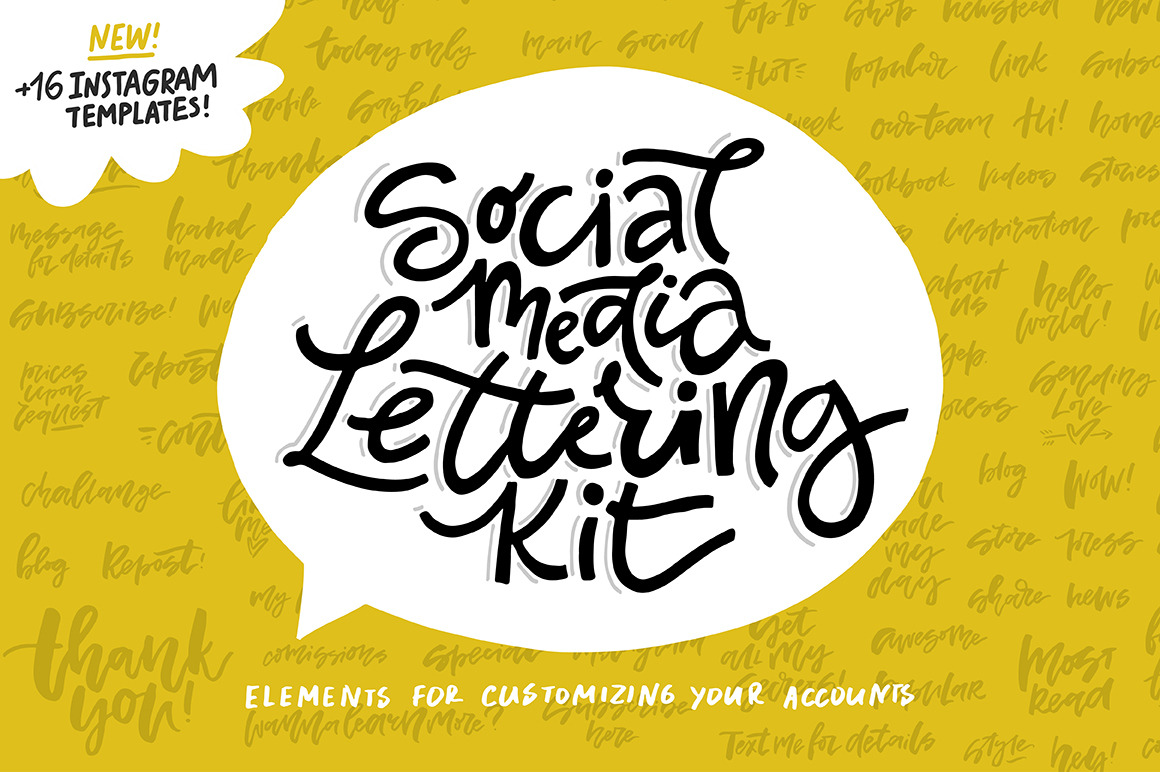 Social Media Lettering Kit, a Social Media Template by Favete Art