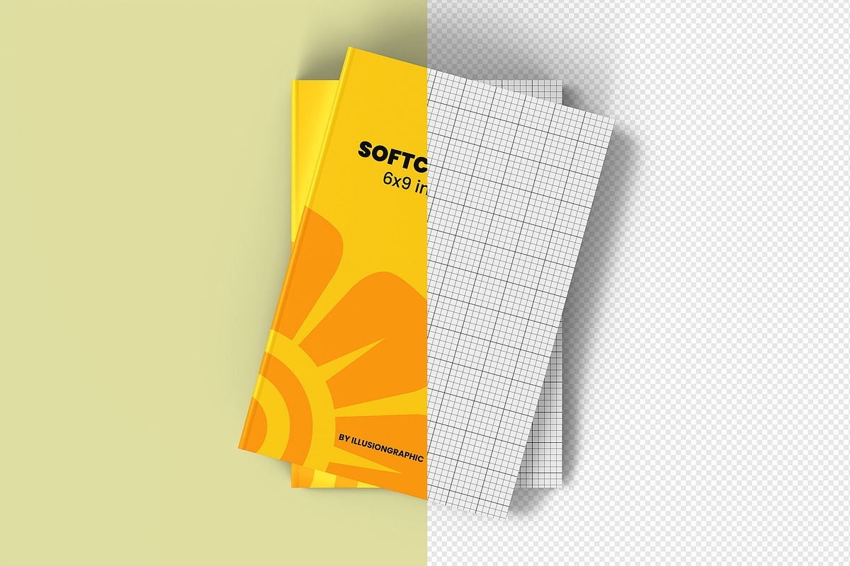 Softcover Book 6x9 inch Mockup, a Print Template by Illusiongraphic