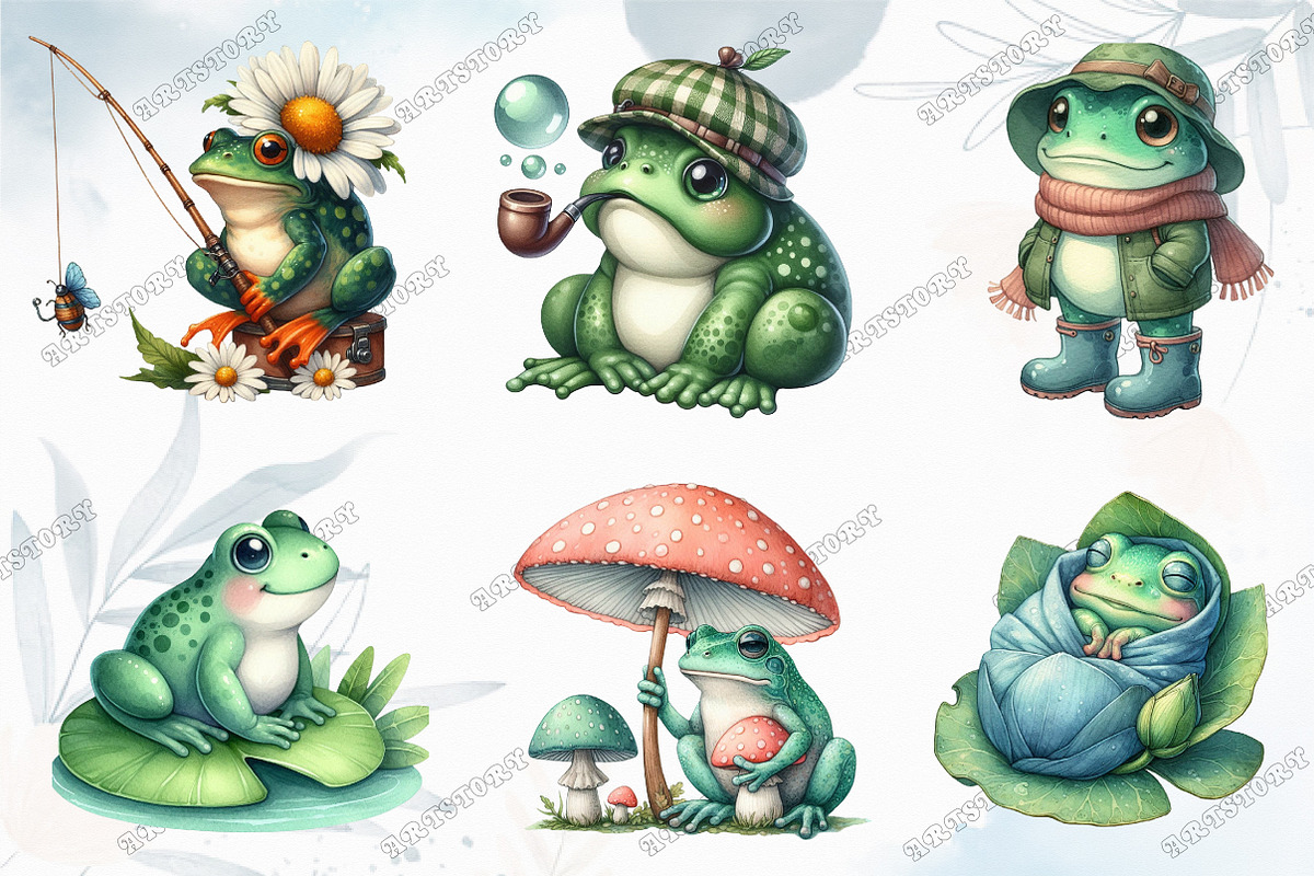 Spring Green Frog Pond Clipart, a Graphic by designcity5