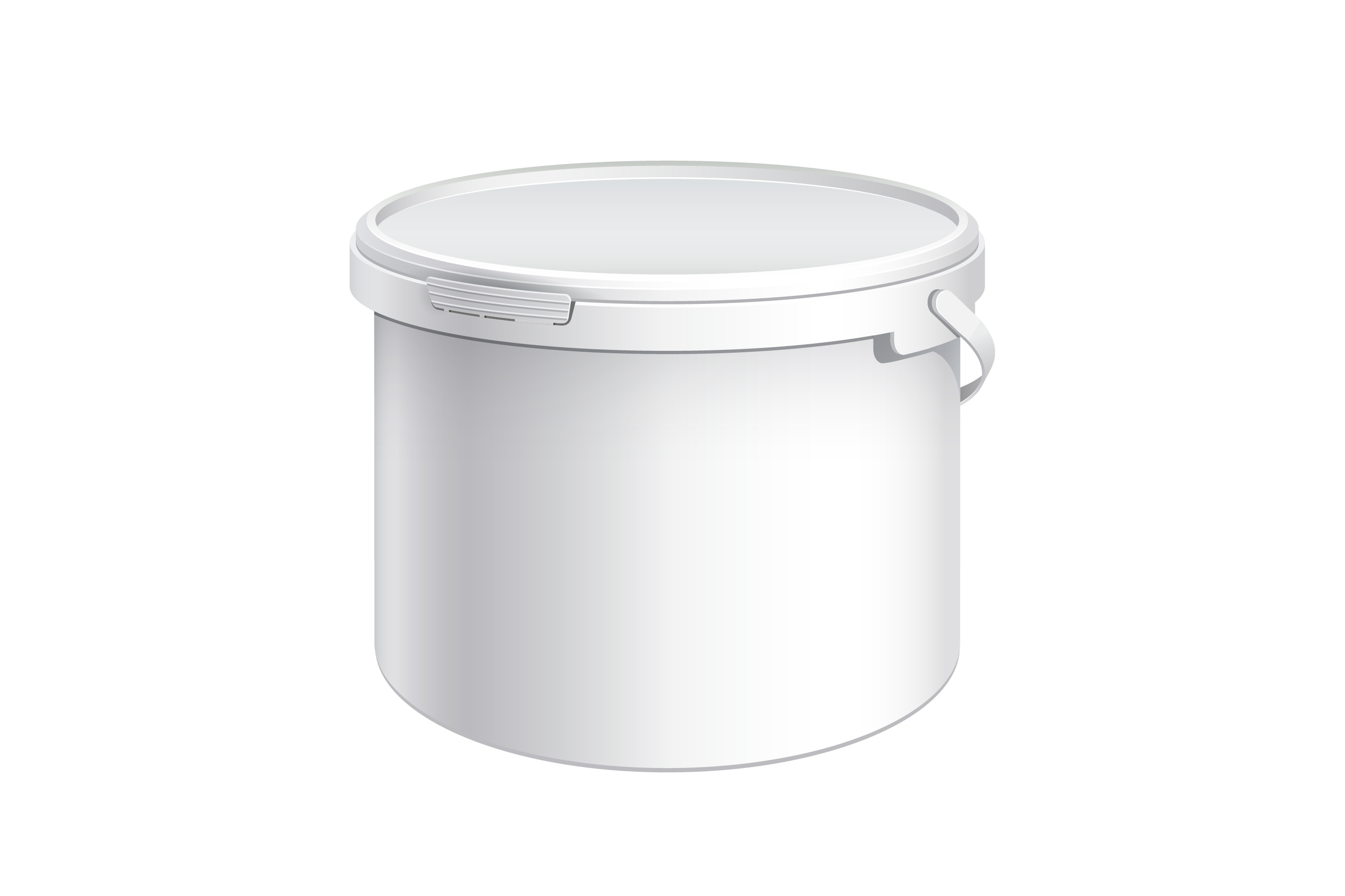 White plastic bucket with White lid, a Merchandise Mockup by Sunny