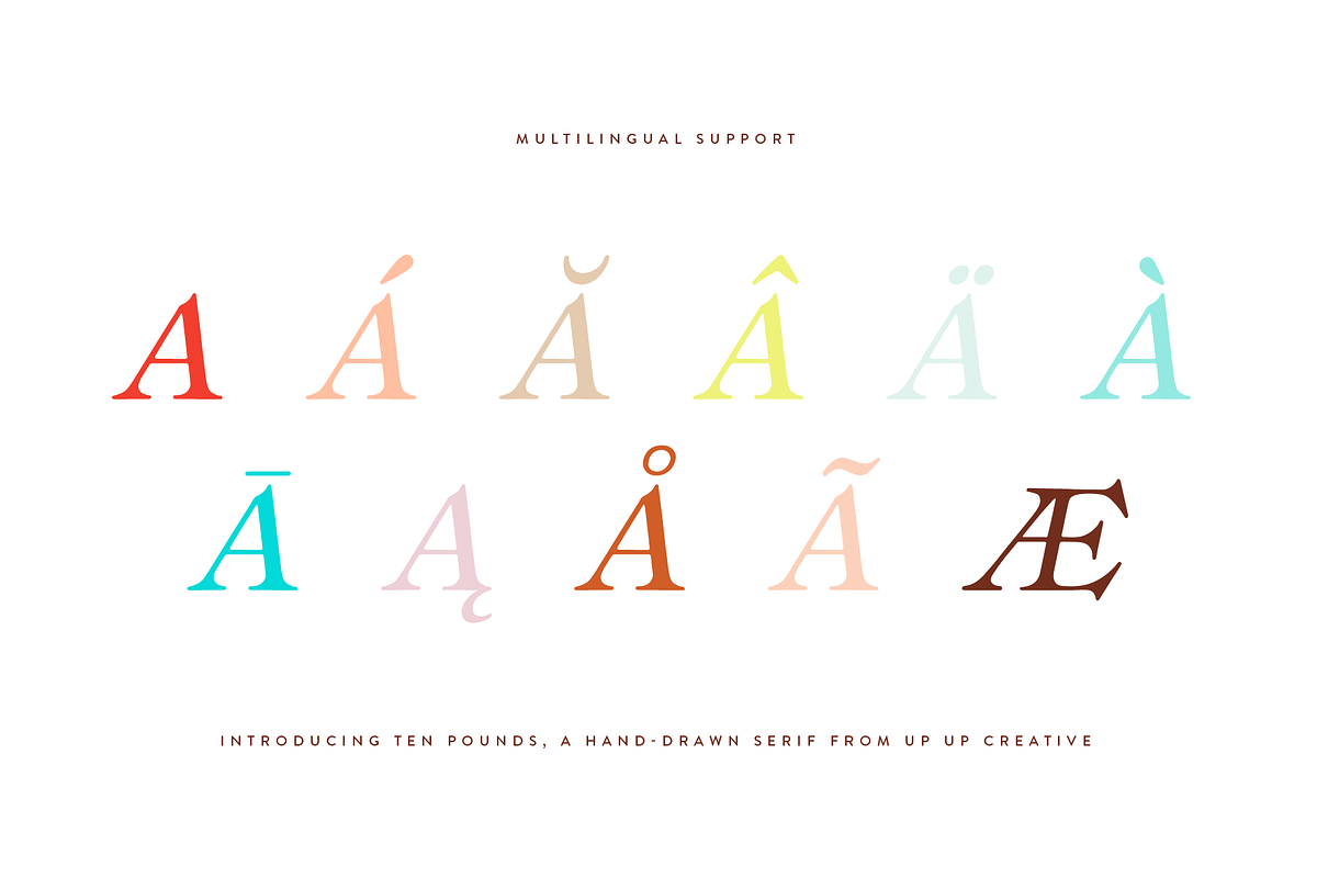 Ten Pounds, A Hand-Drawn Font, a Serif Font by Up Up Creative