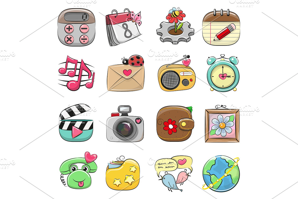 Cute icon set for Web and Mobile App, a Technology Illustration by ...