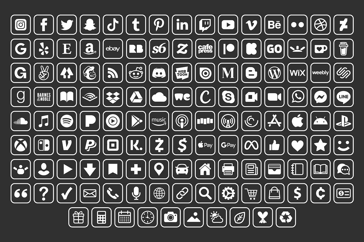 Square Border Social Media Icons, an Outline Icon by Running With Foxes