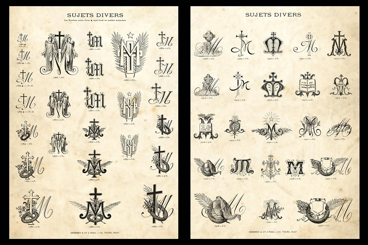 AVE MARIA, INITIALS, 5 SHEETS + 1 FREE | Creative Market