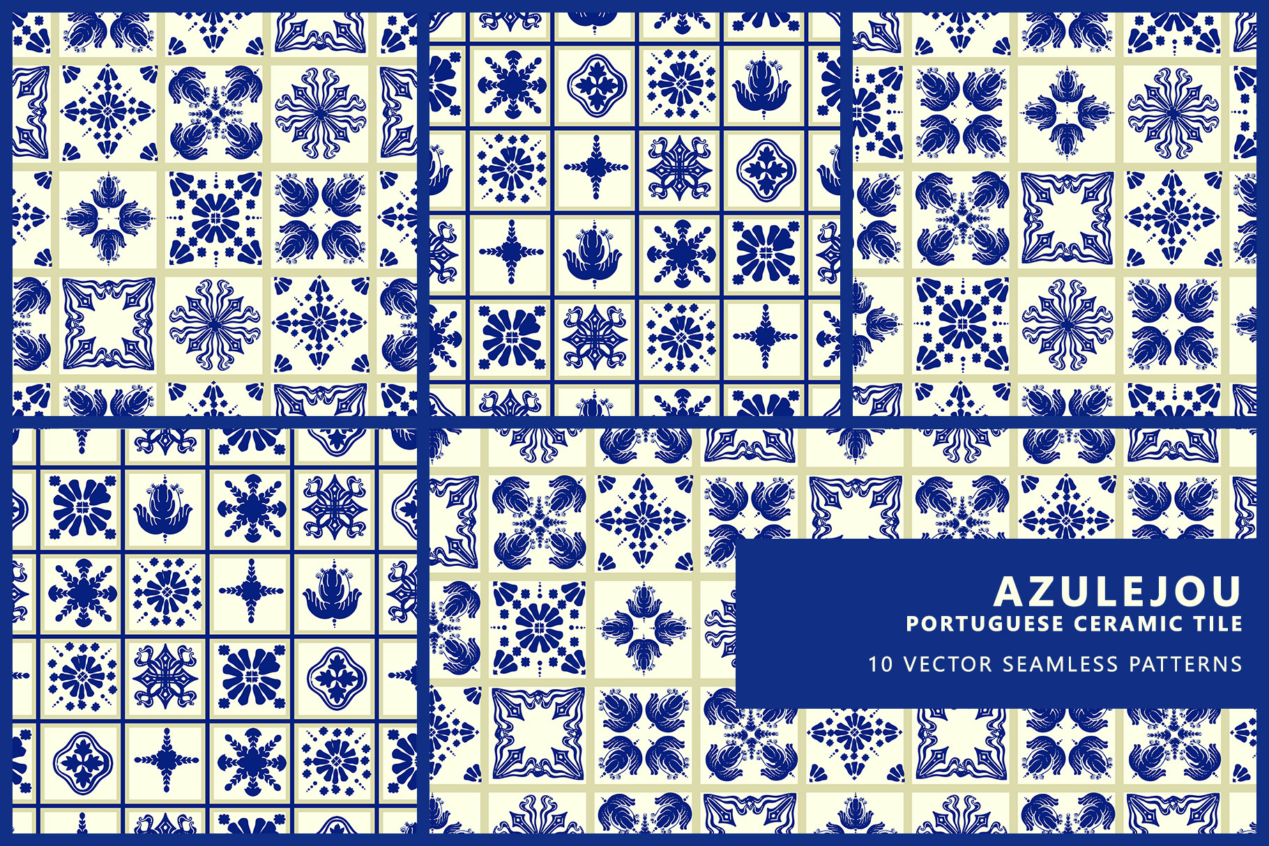 Azulejos seamless pattern set, a Pattern Graphic by Alena Stoyko design