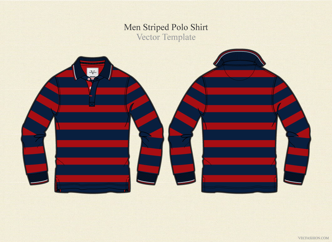 Men Striped Polo Shirt, an Illustration by VecFashion Ltd.