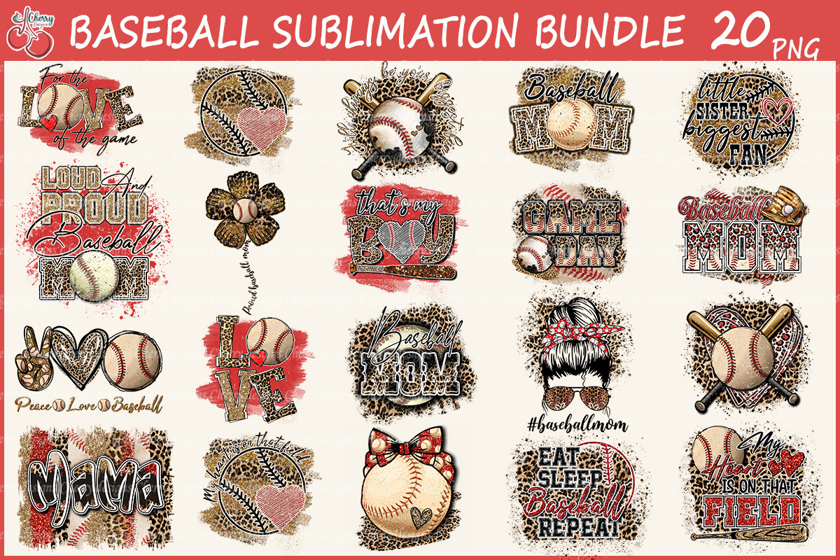 Baseball Sublimation Bundle 20 PNG