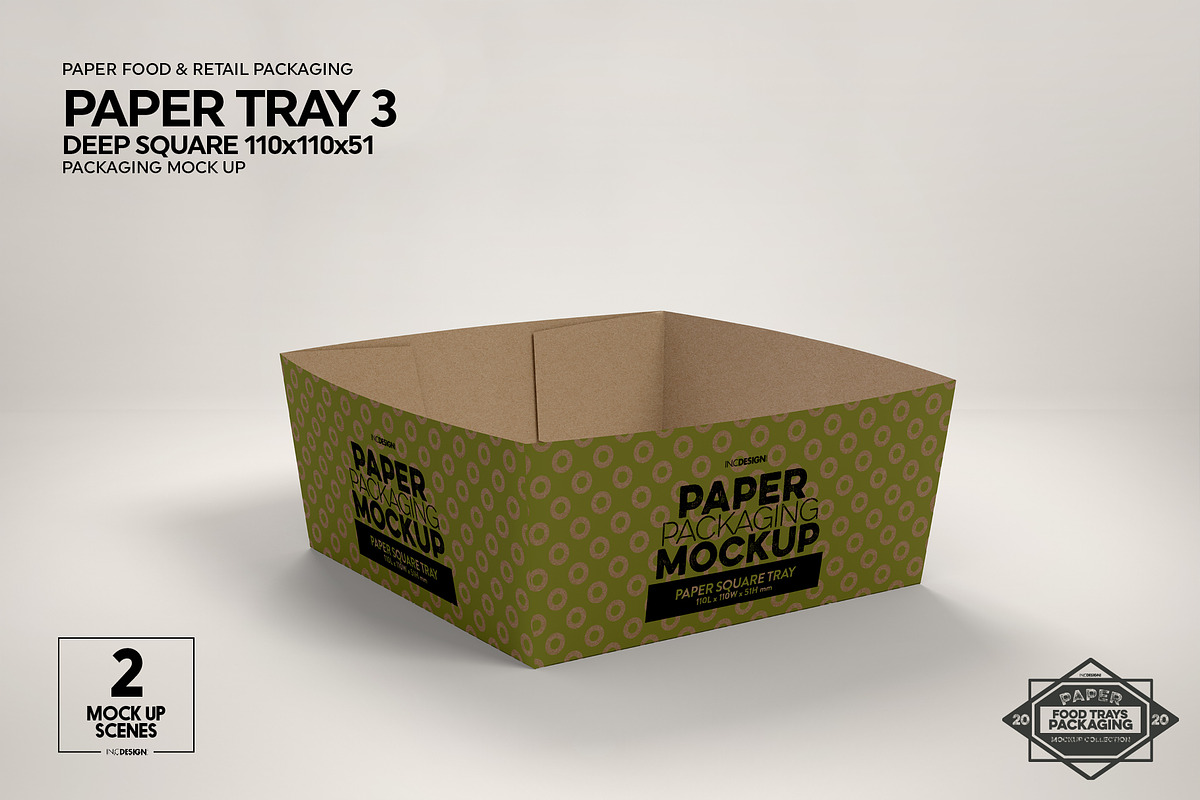 Paper SquareTray 110x110x51mm Mockup, a Cups & Container Mockup by ...
