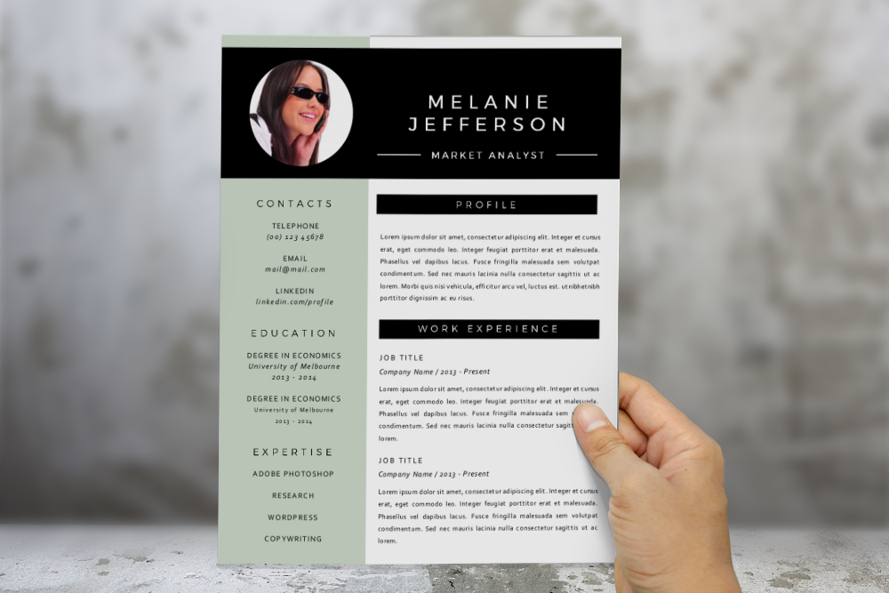 3 in 1 modern photo 2 p resume, a Resume Template by Inkpower ...