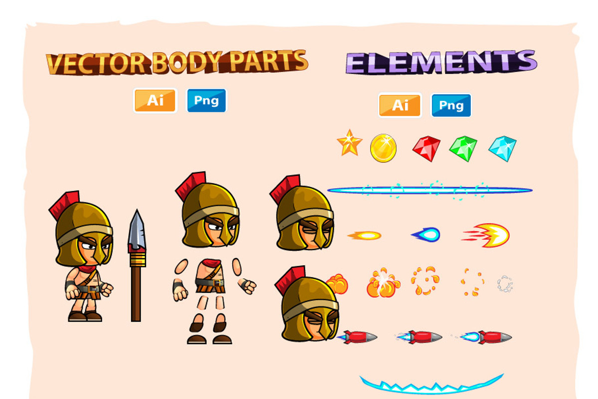 Spartan 2D Game Character Sprites, an Illustration by DionArtworks