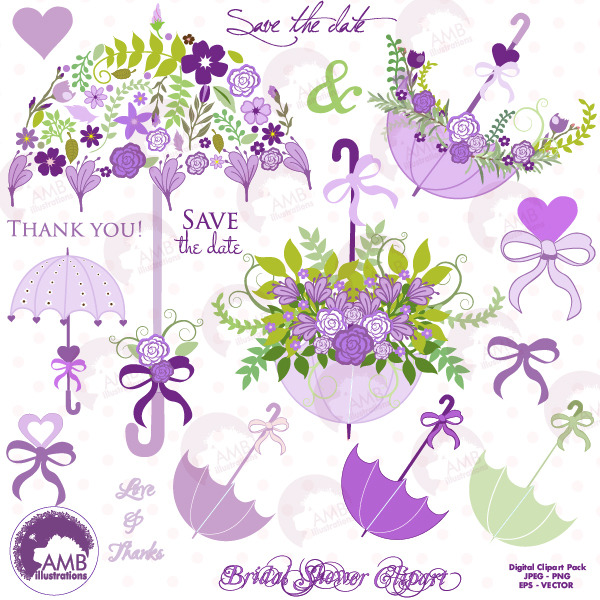 Wedding Clipart in Purple, AMB-1223, an Illustration by AMBillustrations