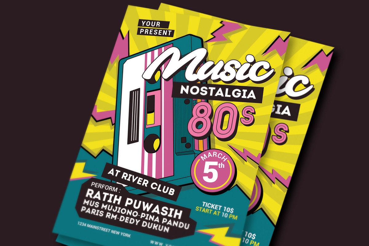 80's Music Event Flyer, a Flyer Template by Muhamad Iqbal hidayat