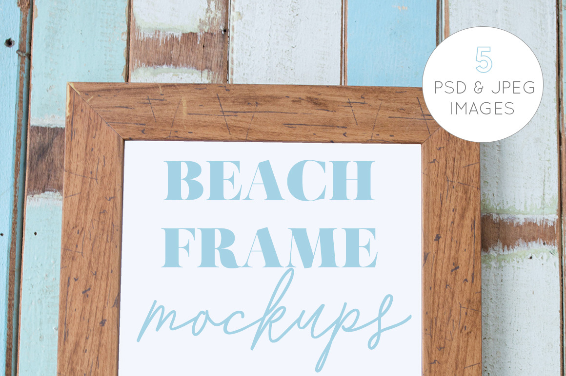 Beach Theme Photo Frame Mockups, a Print Template by Beach Babe Stock