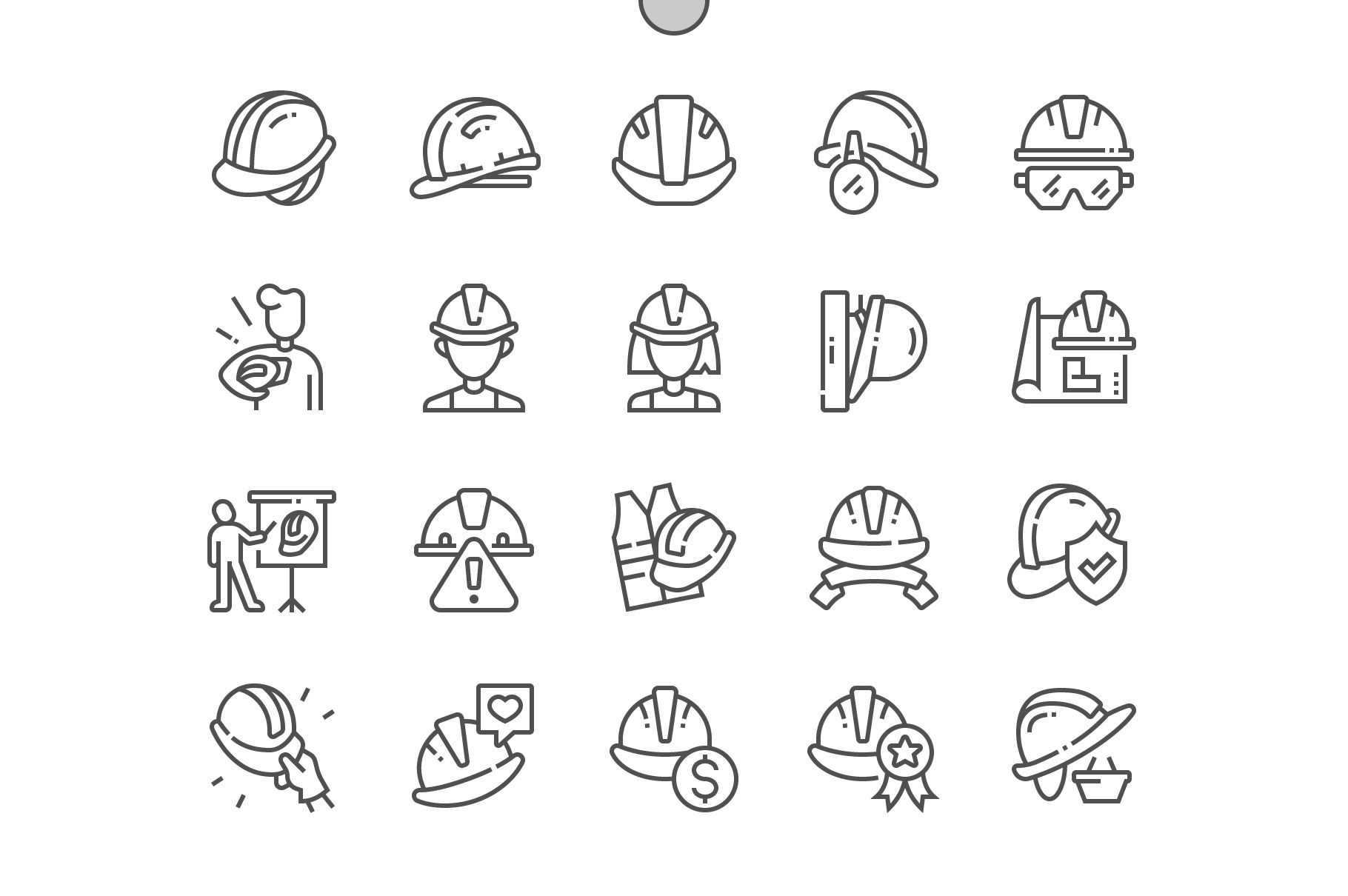 Safety helmets Line Icons, an Object Graphic by Palau