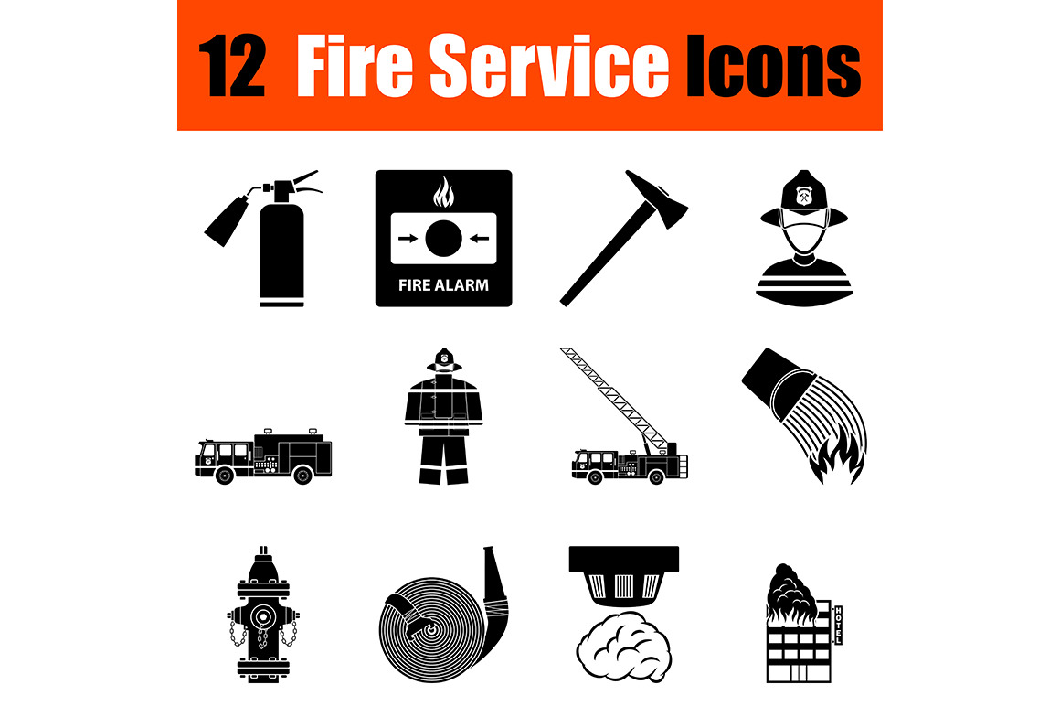 Set of fire service icons, an Illustration by Pavel Vectors