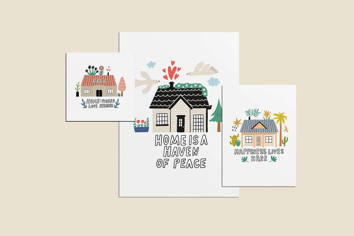 Home Sweet Home Clipart Pattern Card
