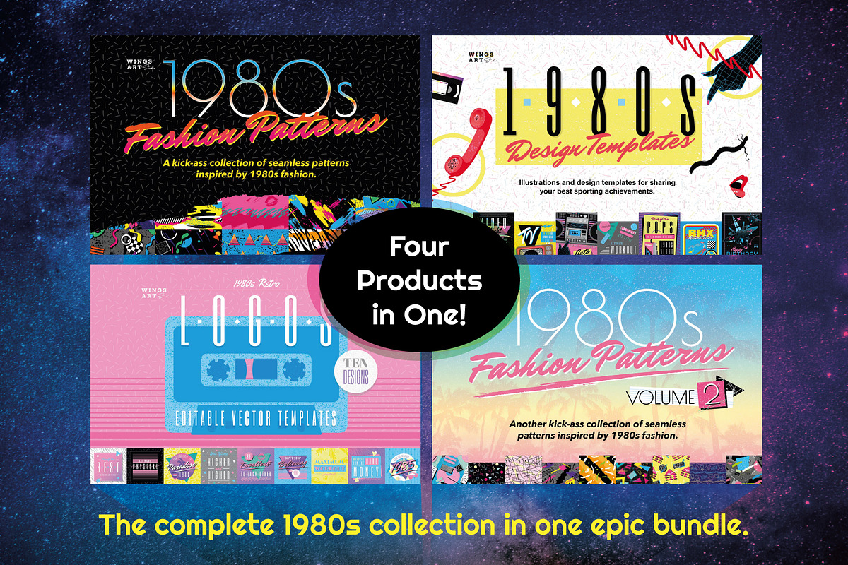 The Complete 1980s Graphics Bundle!, a Texture Illustration by Wingsart ...