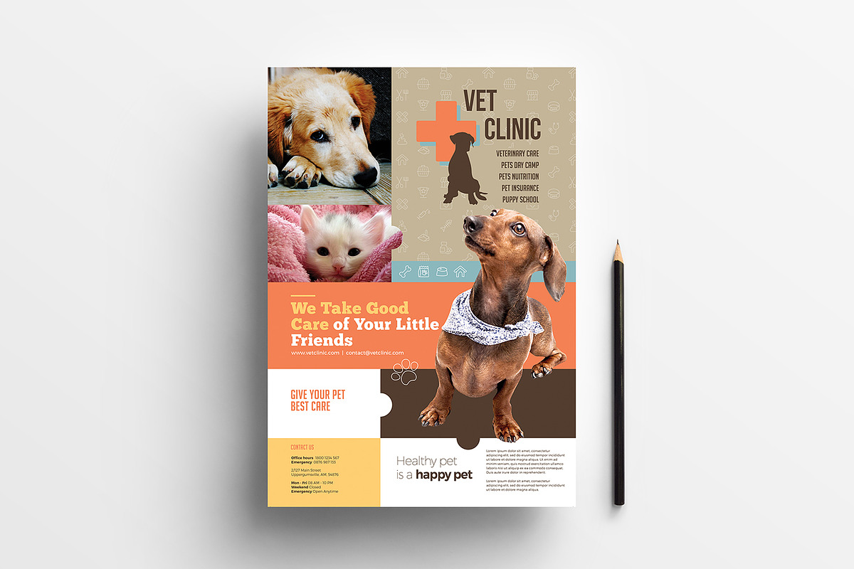 A4 Vet Clinic Poster Template, a Flyer Template by BrandPacks