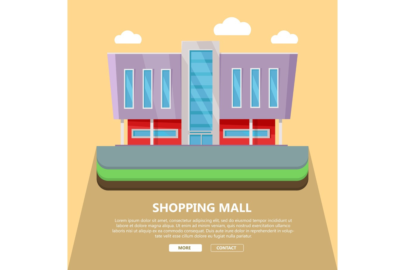 Shopping Mall Web Template in Flat Design, an Object Illustration by ...