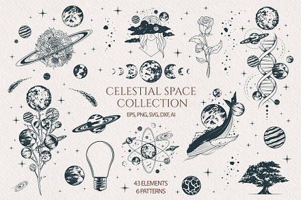 Space Doodles Cute Clip Art Set, a Decorative Illustration by Kenna ...