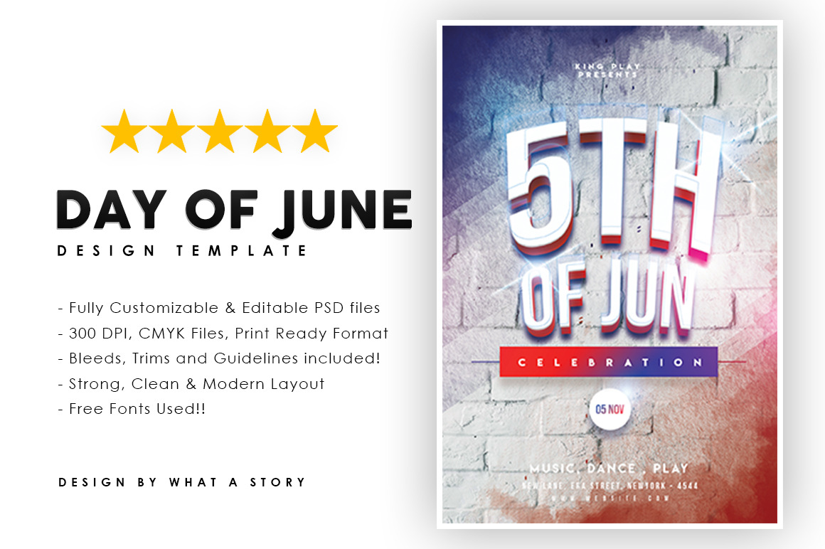 Day of June, a Flyer Template by What a Story