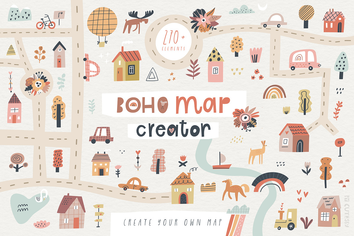 Boho map creator - 270+ elements, a Decorative Illustration by Olia