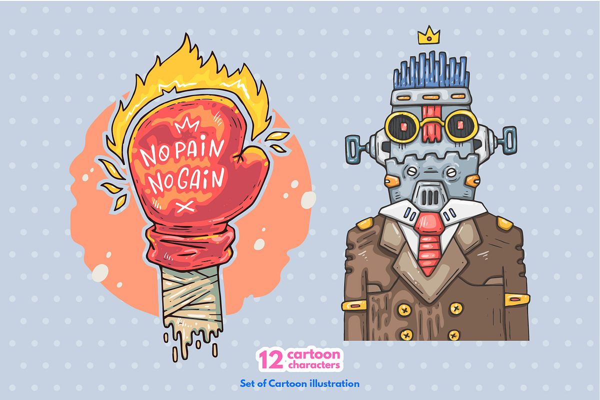 12 Different Cartoon Characters, an Illustration by Andrew_Derr