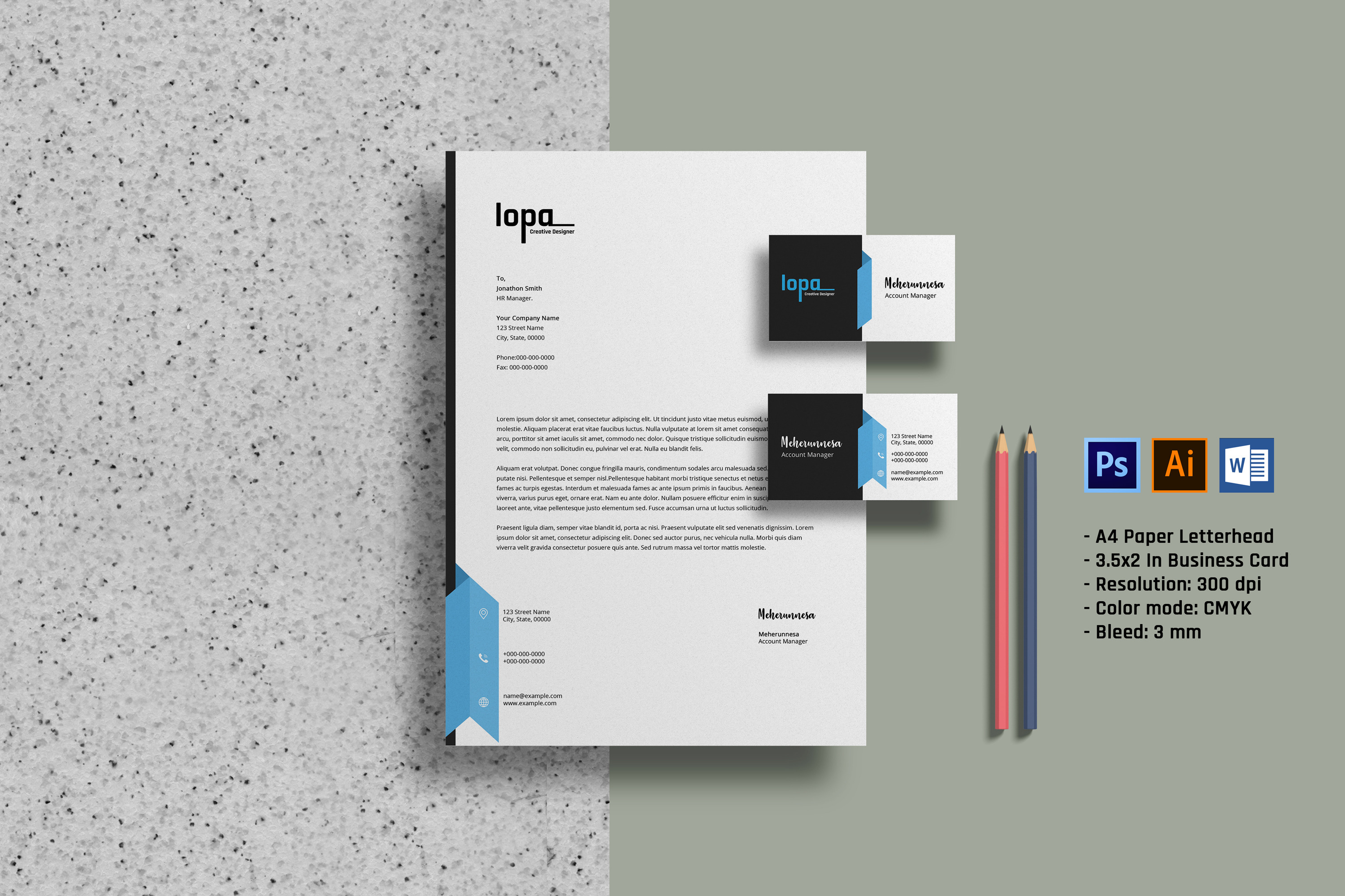 Letterhead and Business Card, a Stationery Template by SmmrDesign