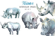 Watercolor Rhinos Clipart | Animal Illustrations ~ Creative Market