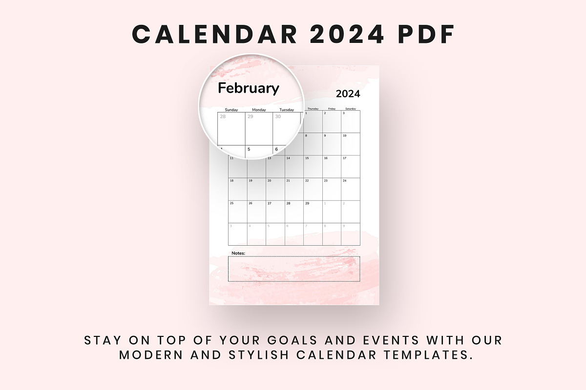 Printable Calendar 2024, a Print Template by Snapybiz