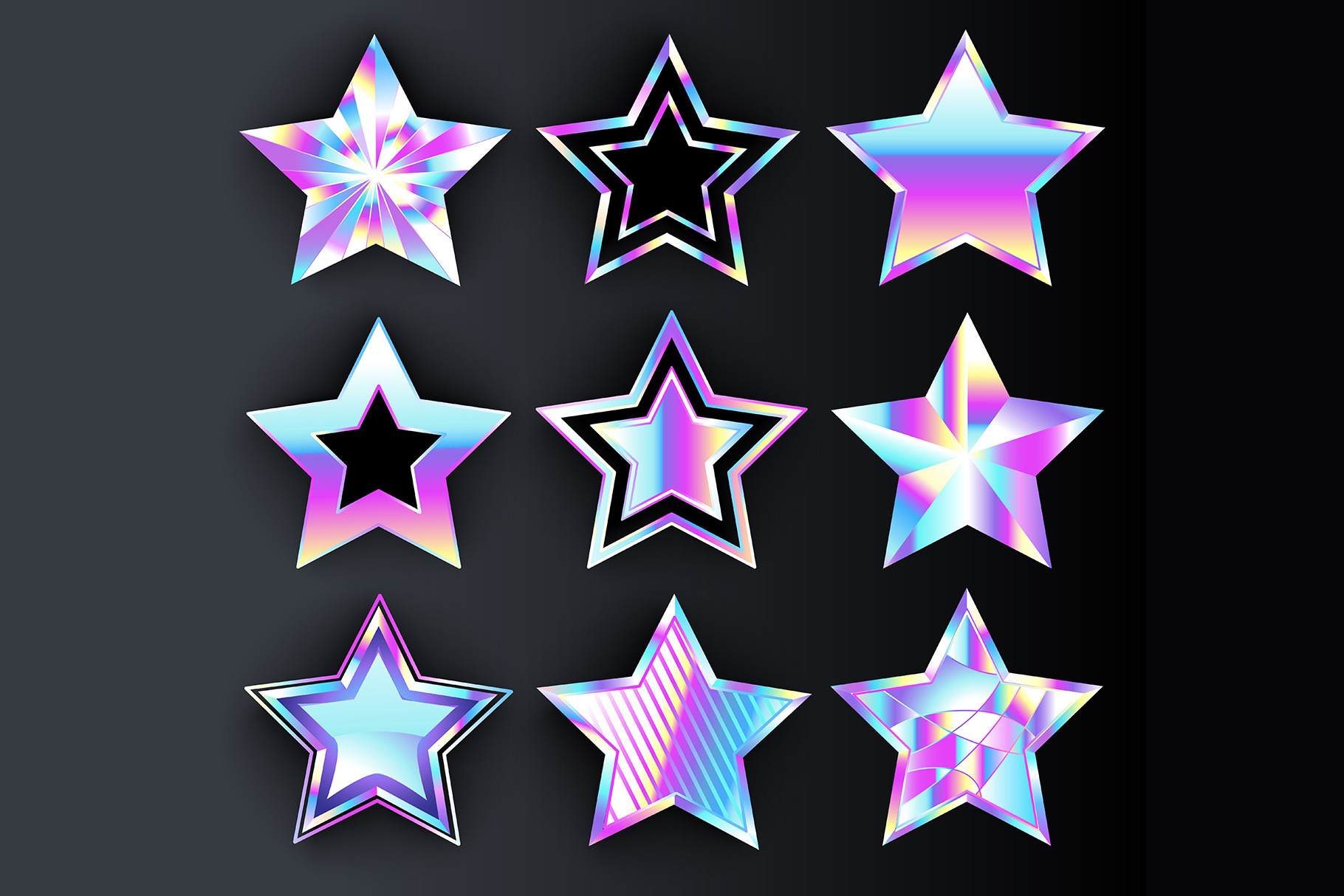 Set of Holographic Stars, a Texture Illustration by blackmoon9