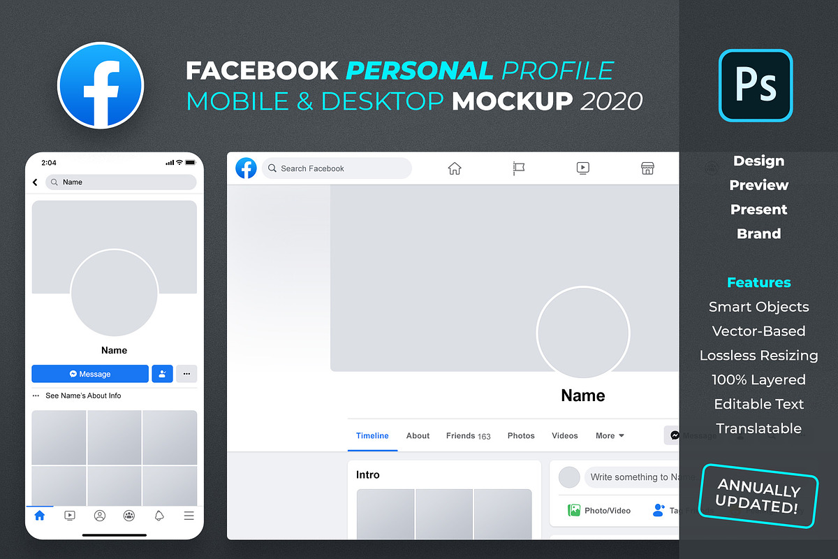 New Facebook Personal Profile Mockup, a Social Media Template by FEINGOLD