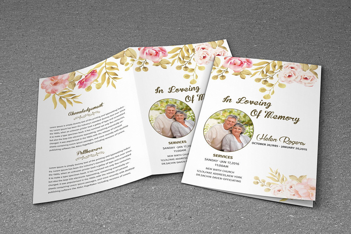 Funeral Program Template Flower, a Brochure Template by Madhabi Studio