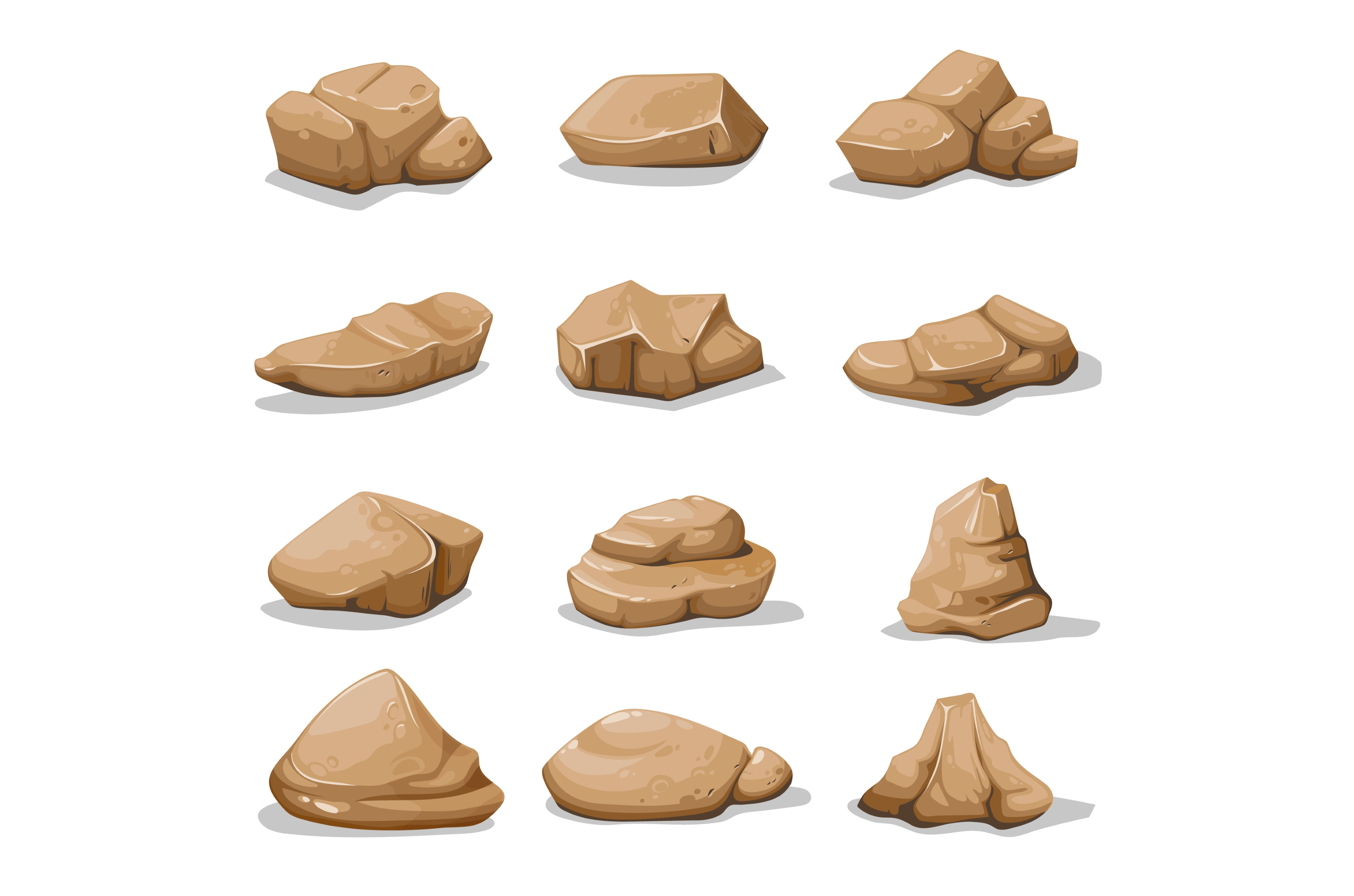 Cartoon brown rock stones, an Object Illustration by Vector Tradition ...