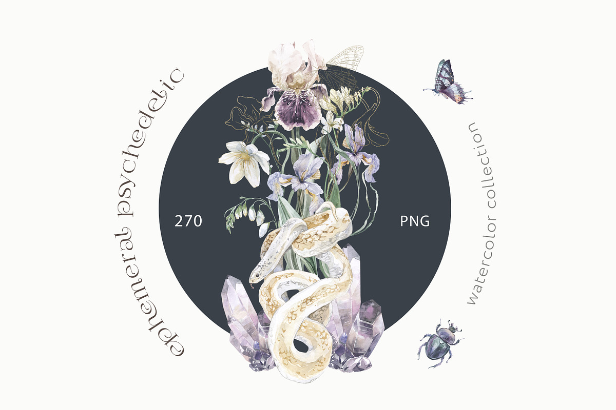 Watercolor Floral Baby Animals Bundle
