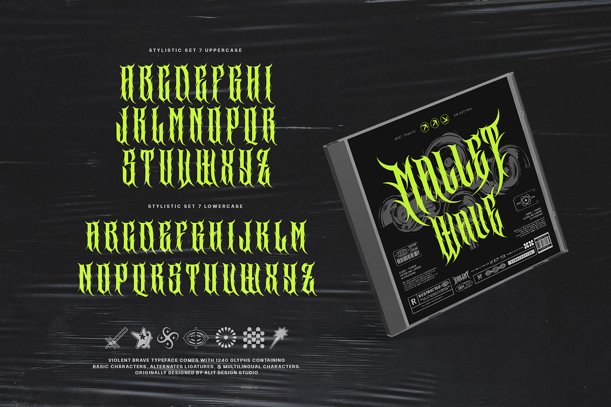 Violent Brave Brutalism Typeface, a Blackletter Font by alit design