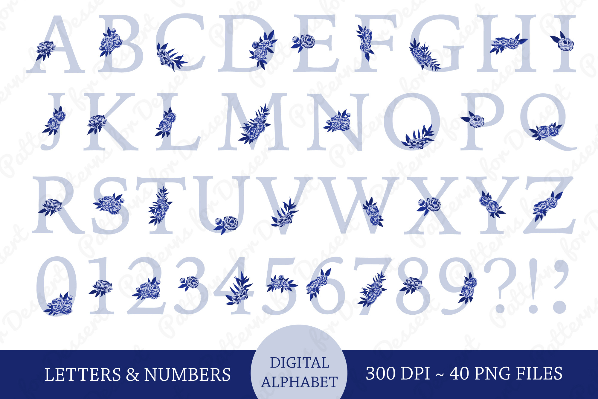 Periwinkle Blue Alphabet Clip Art, an Illustration by Patterns for Dessert