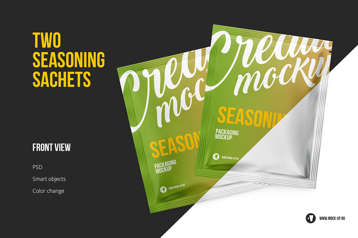 2 PSD Spices Seasoning Sachet mockup, a Packaging Mockup by easymock