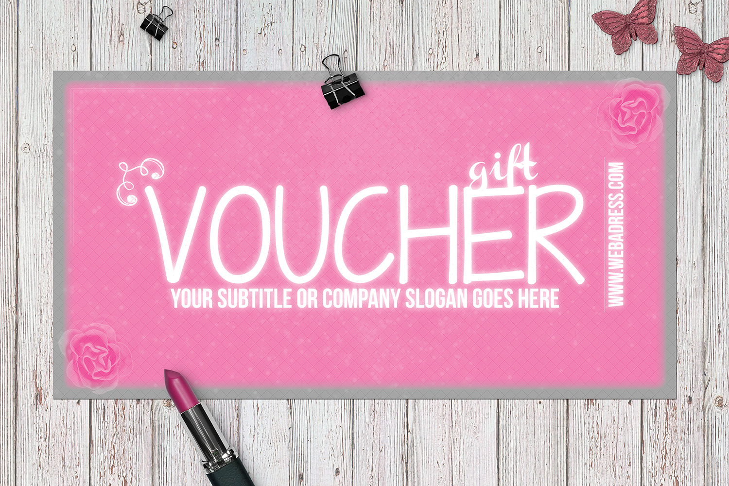 FANCY PINK gift voucher, a Card Template by Tzochko