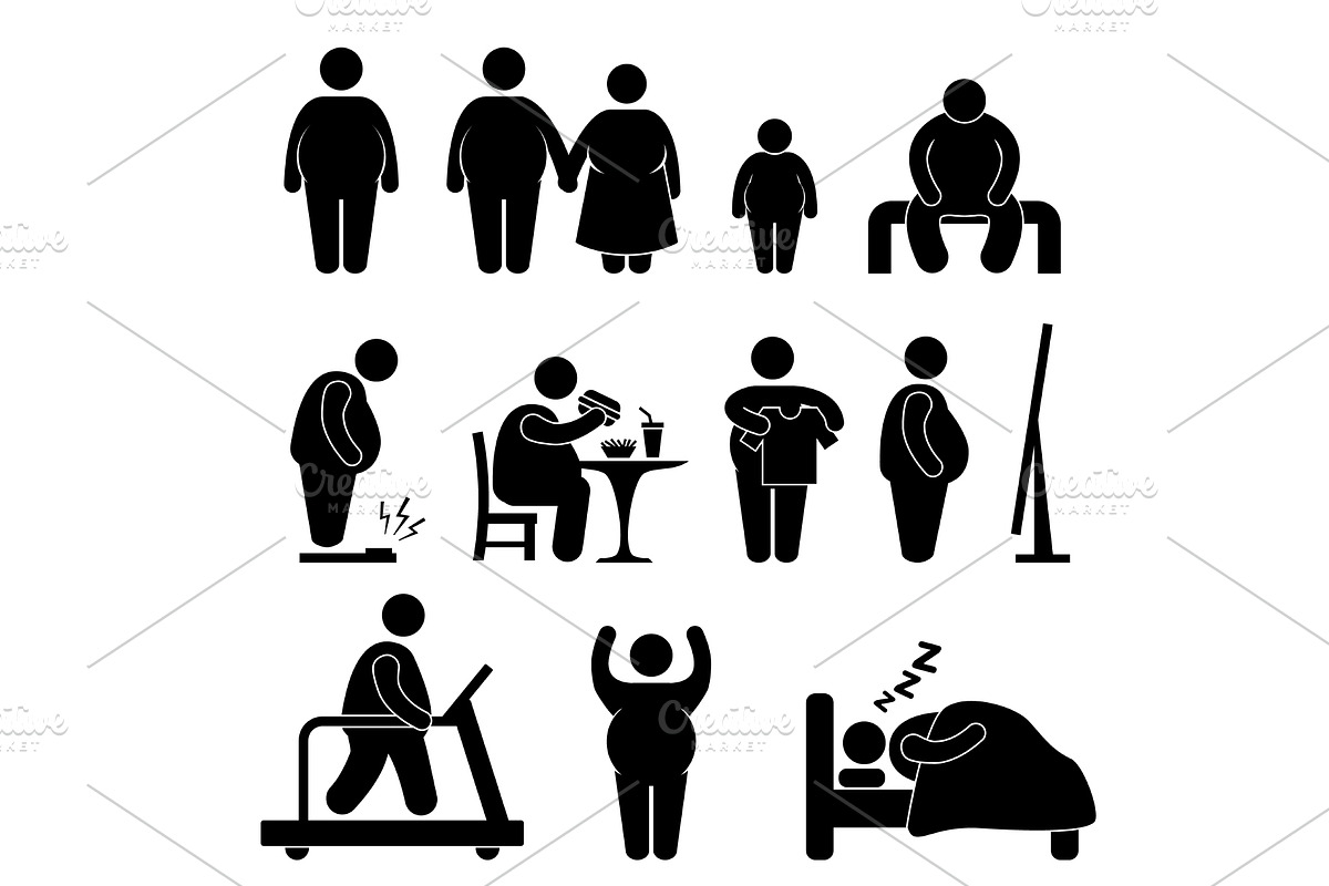 Fat Obesity Overweight Heavy Person, an Icon by Leremy Stick Figures ...
